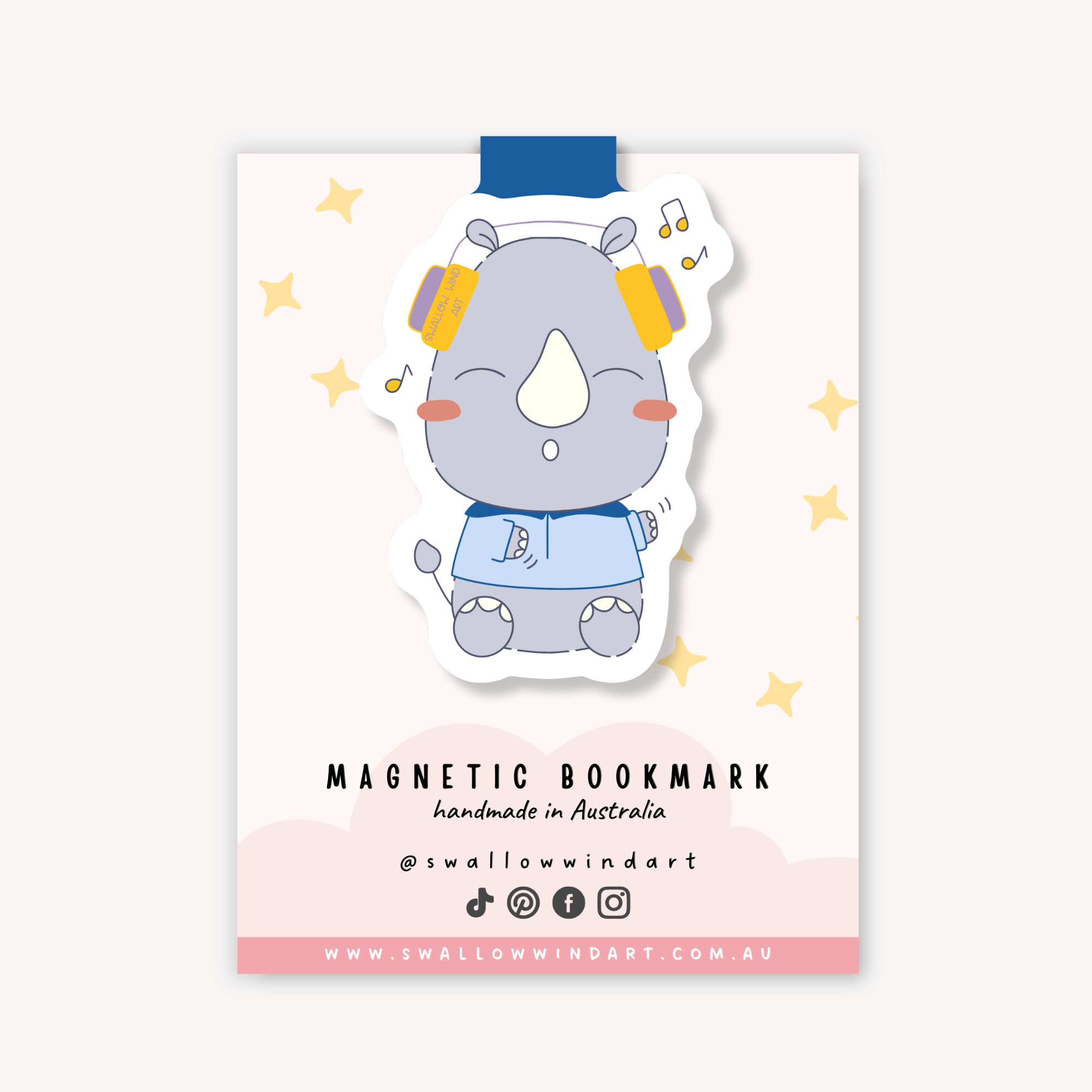 Magnetic Bookmark - Rock n Roll Rhino | Botanique New England